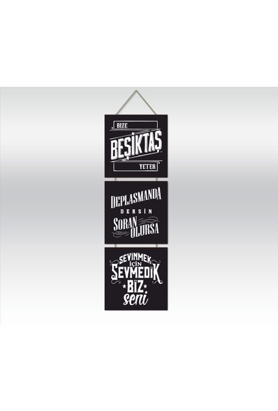 Hayat Poster Beşiktaş Üçlü Ahşap Poster