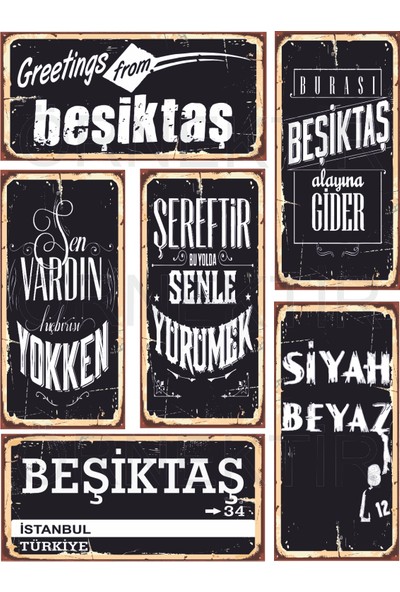 Hayat Poster Beşiktaş 6lı Mini Retro Ahşap Poster Seti Hayat Poster Beşiktaş 6lı Mini Retro Ahşap Poster Seti