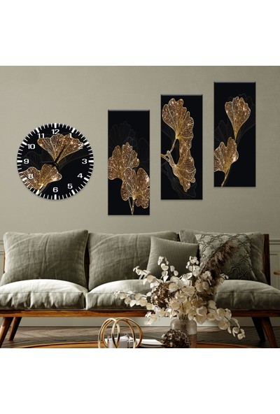 Evimona Evimona 4 Parça Çiçek Temalı Mdf Saatli Tablo DS-094 Evimona Evimona 4 Parça Çiçek Temalı Mdf Saatli Tablo DS-094