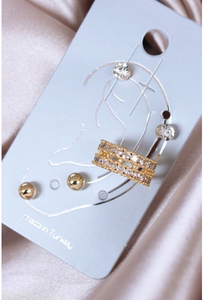 Moco Metal Zirkon Taşlı Kıkırdak Küpe Seti Moco Metal Zirkon Taşlı Kıkırdak Küpe Seti