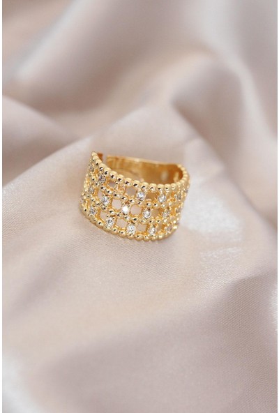Clariss Ayarlamalı Gold Renk Metal Zirkon Taşlı Yüzük