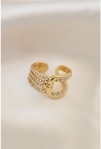 Clariss Ayarlamalı Altın Renk Metal Zirkon Taşlı Yüzük
