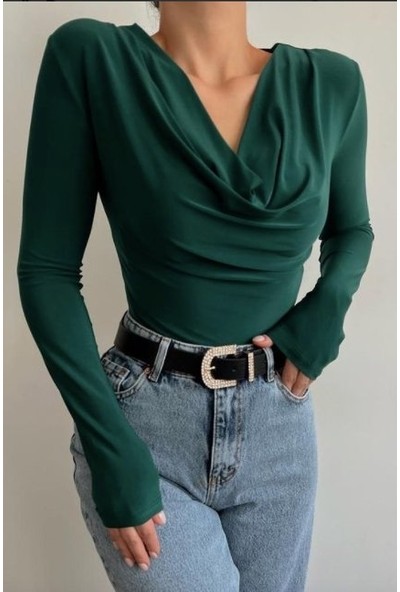 Ortaya Çık Degaje Yaka Bodysuit