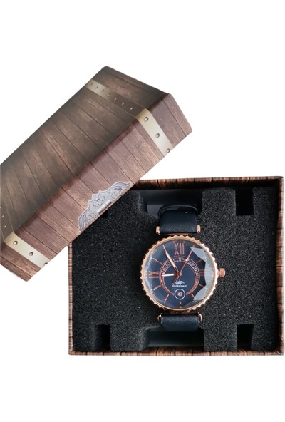 Gold Power Goldpower Siyah Deri Kordonlu Kadın Saati AS-0002