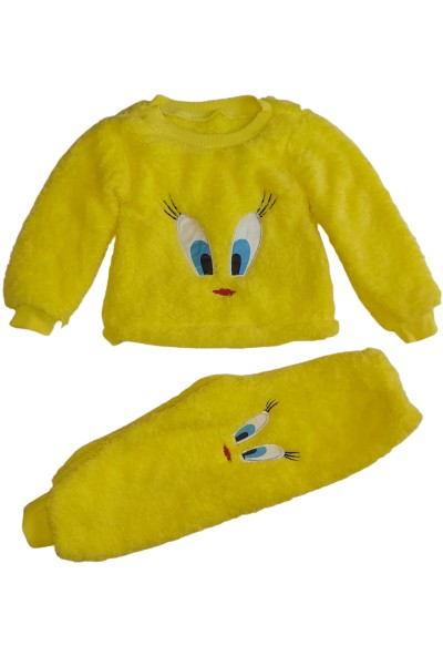 Kız Çocuk Sevimli Civciv Desenli Kız Çocuk Sarı Peluş Tak 2-3 Yaş