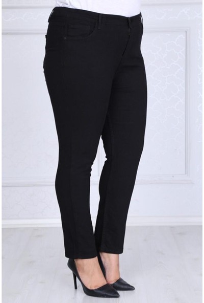 ViolettaXL Kadın Siyah Büyük Beden Ön Arka Cep Detay Full Likralı Yüksek Bel Kot Pantolon ViolettaXL Kadın Siyah Büyük Beden Ön Arka Cep Detay Full Likralı Yüksek Bel Kot Pantolon