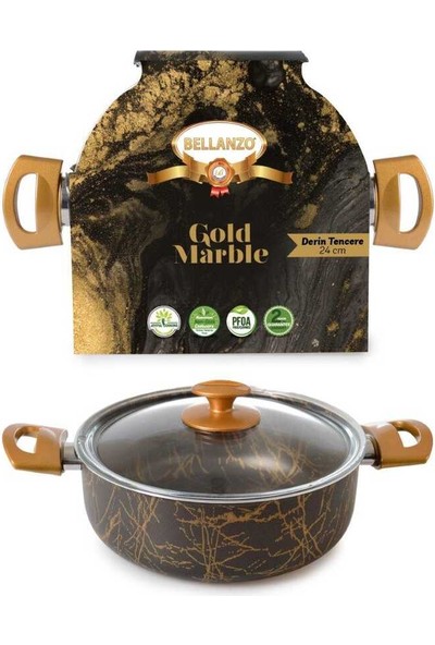 Bellanzo 24 cm Tencere Gold Desenli
