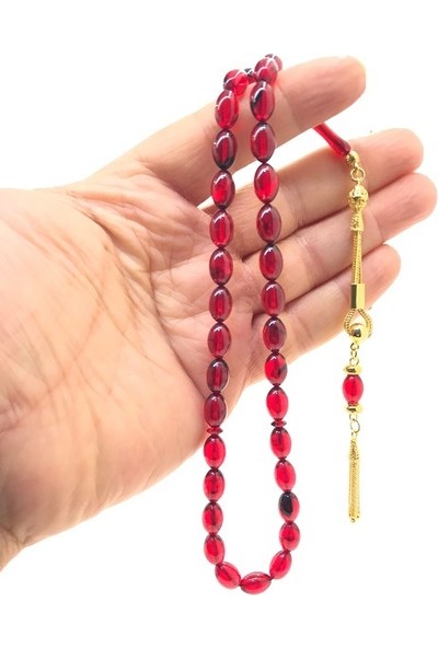 Şamil Tesbih Ateş Kehribar Tesbih 925 Ayar Gümüş Püsküllü Tesbih