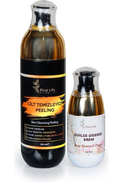 First Life Cosmetic Cilt Yenileyici Arındırıcı ve Canlandırıcı Cilt Peelingi ve Sivilce Siyah Nokta Giderici 2 Li Set