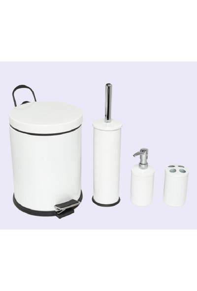 Camero 4'lü Beyaz Banyo Seti̇ - 5 Lt Çöp Kovası - Mi̇cro Wc Fırçalık - Sabunluk - Di̇ş Fırçalık Camero 4'lü Beyaz Banyo Seti̇ - 5 Lt Çöp Kovası - Mi̇cro Wc Fırçalık - Sabunluk - Di̇ş Fırçalık