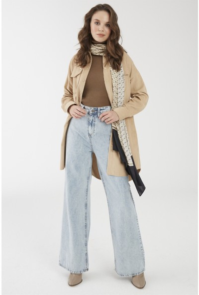 Zühre Yüksek Bel Bol Paça Jean Pantolon P-0140 Zühre Yüksek Bel Bol Paça Jean Pantolon P-0140