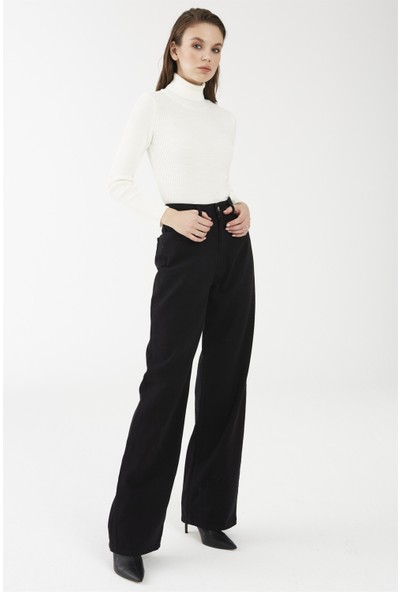 Zühre Yüksel Bel Bol Paça Siyah Pantolon P-0138 Zühre Yüksel Bel Bol Paça Siyah Pantolon P-0138