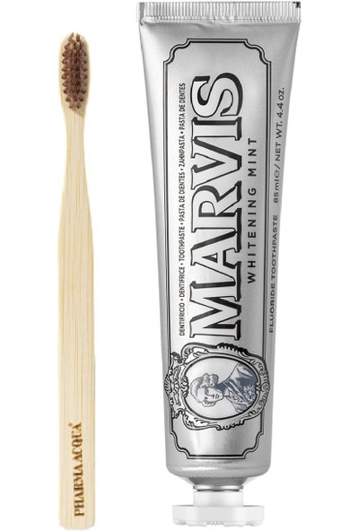 Marvis Pharma Acqua Bambu Diş Fırçası + Marvis Beyazlatıcı Diş Macunu 85 ml