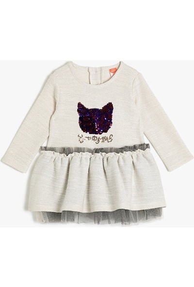 Koton Payet Detaylı Ekru Elbise