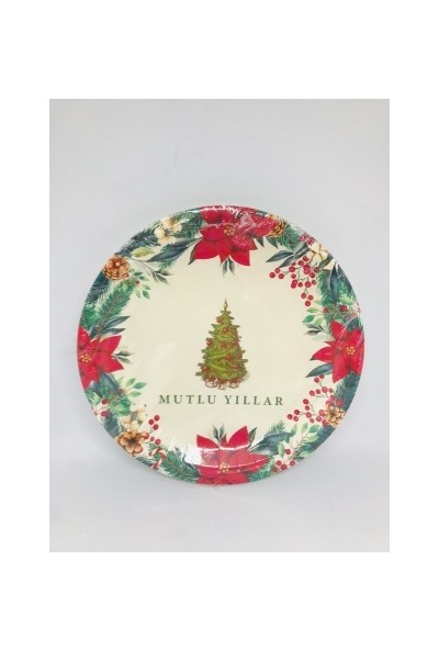 Hediyedebiz Yılbaşı Temalı 8 Li Tabak