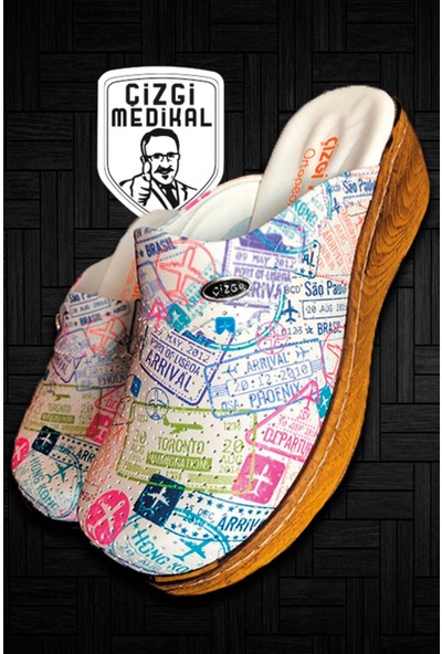 Çizgi Medikal Vivocolor Ticket Desenli Kadın Sabo Terlik Doktor Hemşire Hastane Terliği Çizgi Medikal Vivocolor Ticket Desenli Kadın Sabo Terlik Doktor Hemşire Hastane Terliği