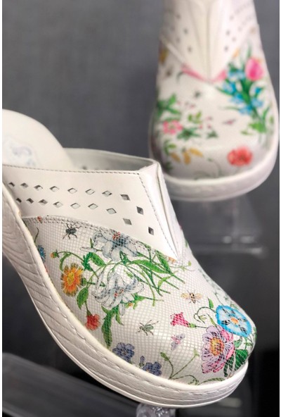 Çizgi Medikal Gold Plus Çiçekler Kadın Sabo Terlik Doktor Hemşire Hastane Terliği