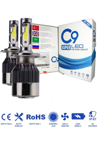 Leonpart C9 H7 LED Xenon Far 9400 Lümen Ampulü Beyaz Yeni Nesil Şimşek Etkili