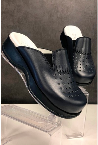 Çizgi Medikal Klasik Gold Lacivert Kadın Sabo Terlik Doktor Hemşire Hastane Terliği