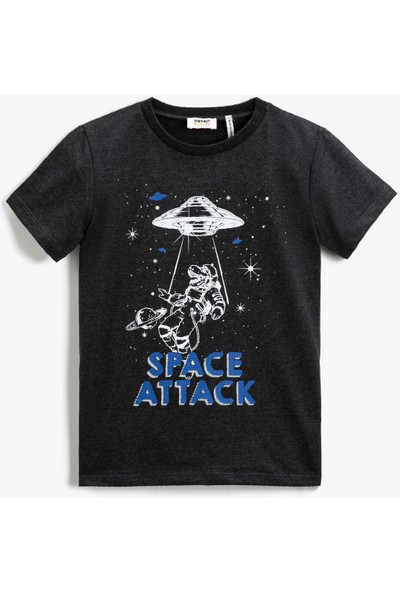 Koton Astronot Baskılı Kısa Kollu Tişört