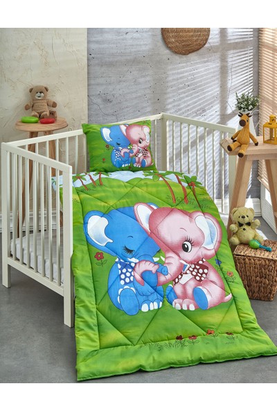Komfort Home Baskılı Pamuklu Silikon Elyaf Bebek Yorganı+Yastık Komfort Home Baskılı Pamuklu Silikon Elyaf Bebek Yorganı+Yastık