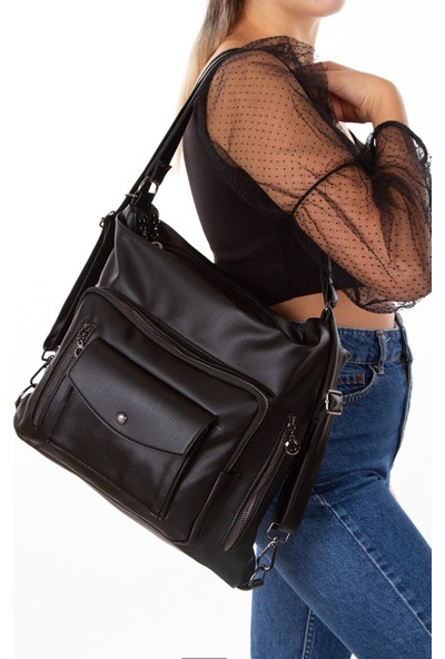 Newish Polo Bayan Sırt ve Omuz Askılı Çanta-Yıkama Deri