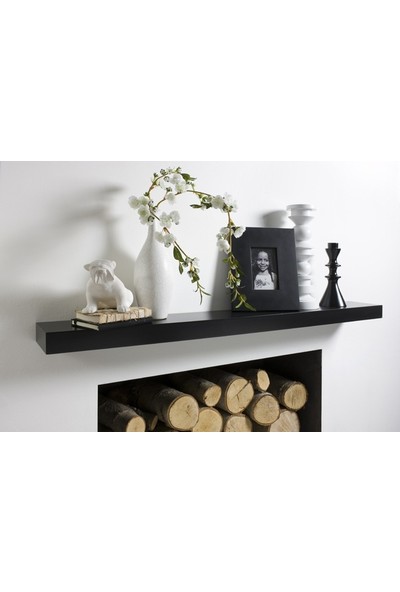 Kt Mobilya Uçan Duvar Rafı 50 cm Siyah Gizli Raf Aparatlı