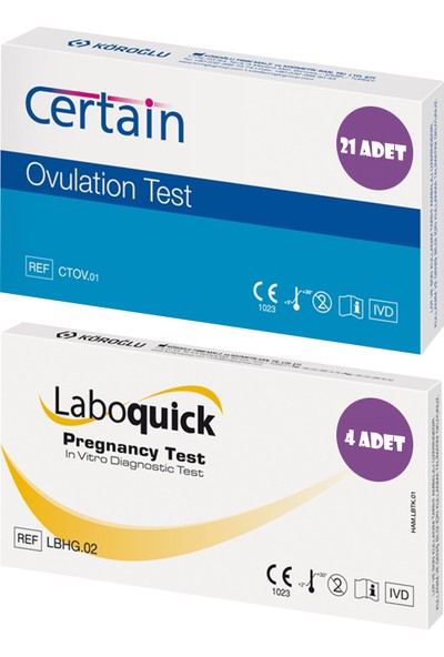 Certain Ovulasyon Testi 21 Adet + 4 Laboquick Hamilelik Testi (Aylık Paket) Certain Ovulasyon Testi 21 Adet + 4 Laboquick Hamilelik Testi (Aylık Paket)