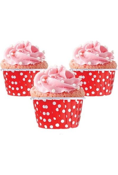 Pastaland Cupcake Kek Kapsülü Puanlı Kırmızı 50'li Pastaland Cupcake Kek Kapsülü Puanlı Kırmızı 50'li
