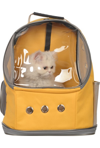 Tropheus Çanta Ufo Kedi ve Köpek Seyahat Çantası Ön Şeffaf Astronot Sarı