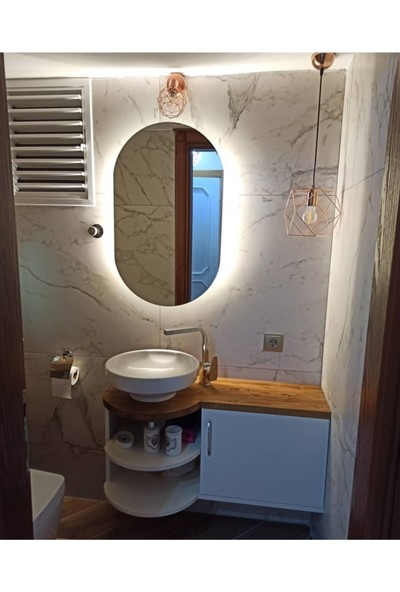 Toprak Dekor Oval Banyo Aynası Ledli Ayna Günışığı 70X50 cm Toprak Dekor Oval Banyo Aynası Ledli Ayna Günışığı 70X50 cm