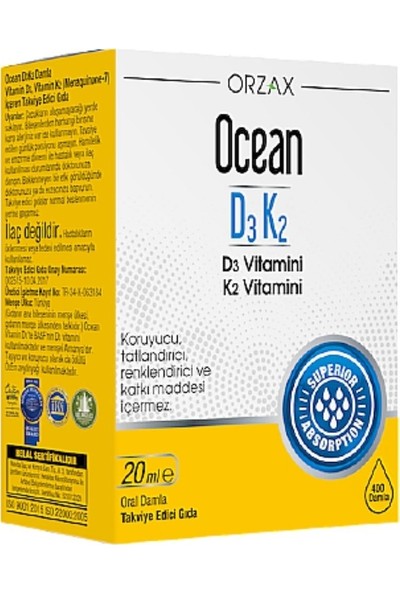 Orzax Ocean D3k2 Vitamin Damla 20 Ml Orzax Ocean D3k2 Vitamin Damla 20 Ml