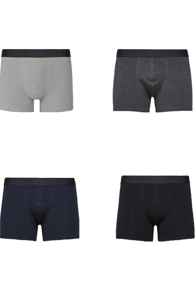 John Lion Erkek 4'lü Premium Siyah-Gri-Füme-Lacivert Likralı Boxer John Lion Erkek 4'lü Premium Siyah-Gri-Füme-Lacivert Likralı Boxer