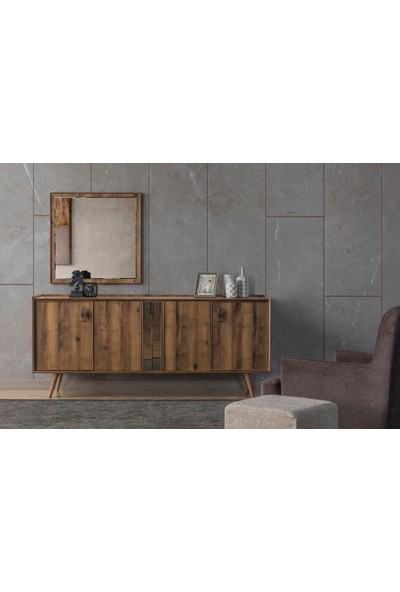 Dekorew Arya Ceviz Konsol ve Ayna