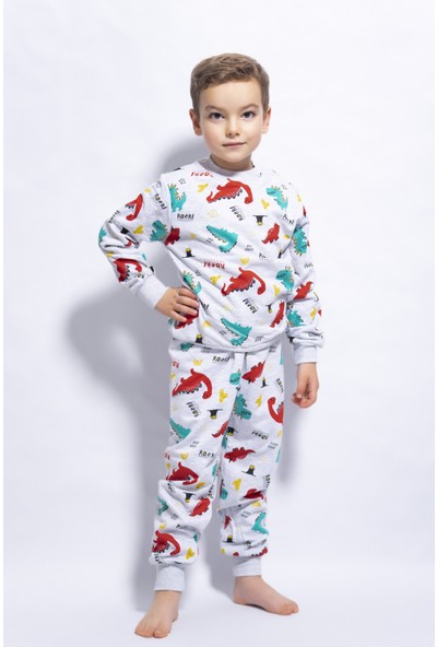 Junior Baby Erkek Çocuk Dinazor Baskılı %100 Pamuk Alt Üst Eşofman Takım Junior Baby Erkek Çocuk Dinazor Baskılı %100 Pamuk Alt Üst Eşofman Takım