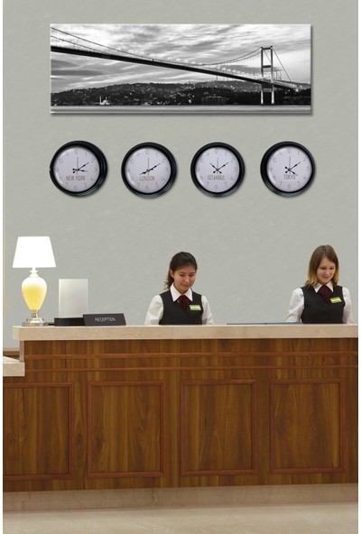 Platin Saat 40 cm Siyah Metal 4 Adet Set Otel Dünya Saati Platin Saat 40 cm Siyah Metal 4 Adet Set Otel Dünya Saati
