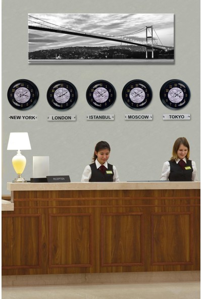 Platin Saat 40 cm Siyah Metal 5 Adet Set Otel Dünya Saati Platin Saat 40 cm Siyah Metal 5 Adet Set Otel Dünya Saati