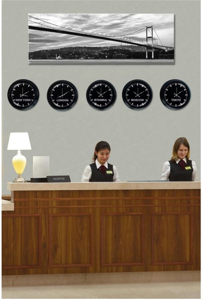 Platin Saat 40 cm Siyah Metal 5 Adet Set Otel Dünya Saati Platin Saat 40 cm Siyah Metal 5 Adet Set Otel Dünya Saati