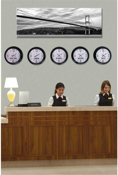 Platin Saat 40 cm Siyah Metal 5 Adet Set Otel Dünya Saati Platin Saat 40 cm Siyah Metal 5 Adet Set Otel Dünya Saati