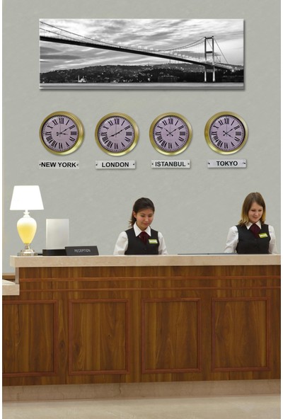 Platin Saat 40 cm Prinç Metal 4 Adet Set Otel Dünya Saati Platin Saat 40 cm Prinç Metal 4 Adet Set Otel Dünya Saati