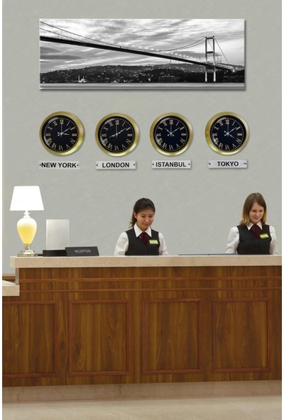 Platin Saat 40 cm Prinç Metal 4 Adet Set Otel Dünya Saati Platin Saat 40 cm Prinç Metal 4 Adet Set Otel Dünya Saati