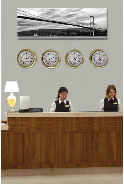 Platin Saat 40 cm Prinç Metal 4 Adet Set Otel Dünya Saati Platin Saat 40 cm Prinç Metal 4 Adet Set Otel Dünya Saati