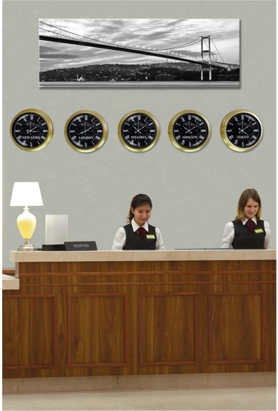 Platin Saat 40 cm Prinç Metal 5 Adet Set Otel Dünya Saati Platin Saat 40 cm Prinç Metal 5 Adet Set Otel Dünya Saati