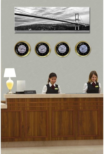 Platin Saat 40 cm Prinç Metal 4 Adet Set Otel Dünya Saati Platin Saat 40 cm Prinç Metal 4 Adet Set Otel Dünya Saati