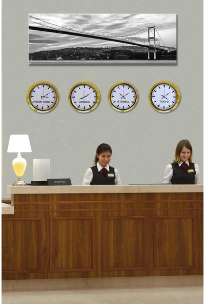 Platin Saat 40 cm Gold Metal 4 Adet Set Otel Dünya Saati Platin Saat 40 cm Gold Metal 4 Adet Set Otel Dünya Saati