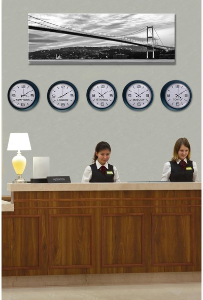 Platin Saat 40 cm Antrasit Metal 5 Adet Set Otel Dünya Saati Platin Saat 40 cm Antrasit Metal 5 Adet Set Otel Dünya Saati