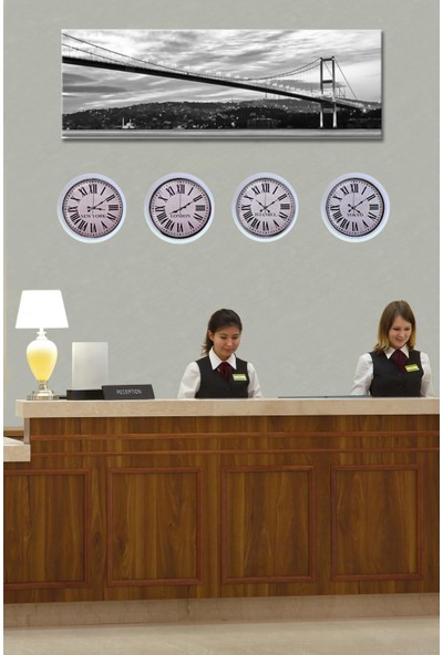 Platin Saat 40 cm Beyaz Metal 4 Adet Set Otel Dünya Saati Platin Saat 40 cm Beyaz Metal 4 Adet Set Otel Dünya Saati