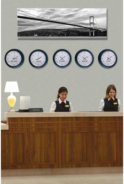 Platin Saat 40 cm Antrasit Metal 5 Adet Set Otel Dünya Saati Platin Saat 40 cm Antrasit Metal 5 Adet Set Otel Dünya Saati