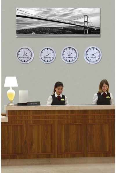 Platin Saat 36 cm Beyaz Metal 4 Adet Set Otel Dünya Saati Platin Saat 36 cm Beyaz Metal 4 Adet Set Otel Dünya Saati
