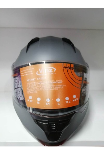 Vınz Çene Açılır Güneş Vizörlü Kask Mat Gri (L Beden)